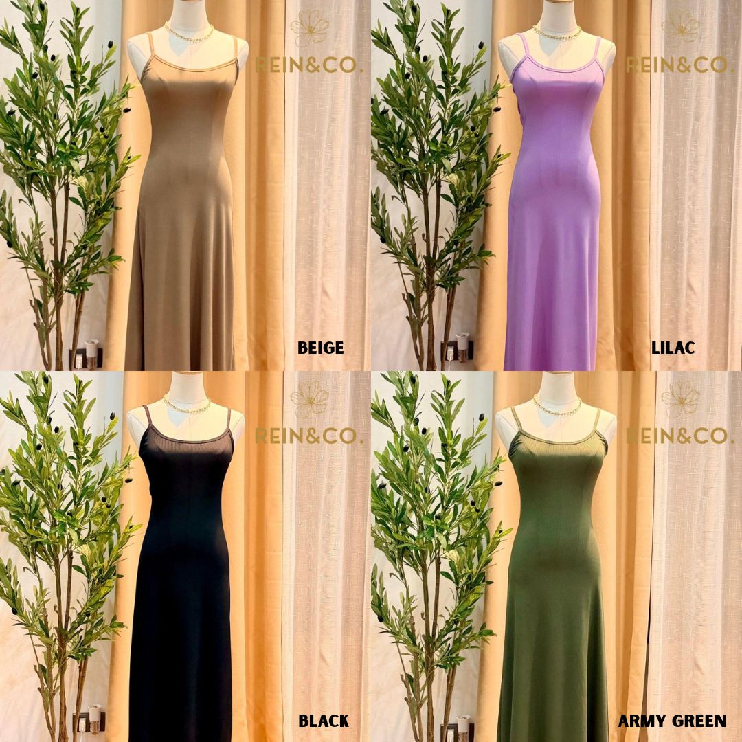 Rein and Co. Maroon Spaghetti Strap Slim Fit Maxi Dress Stretchable ...