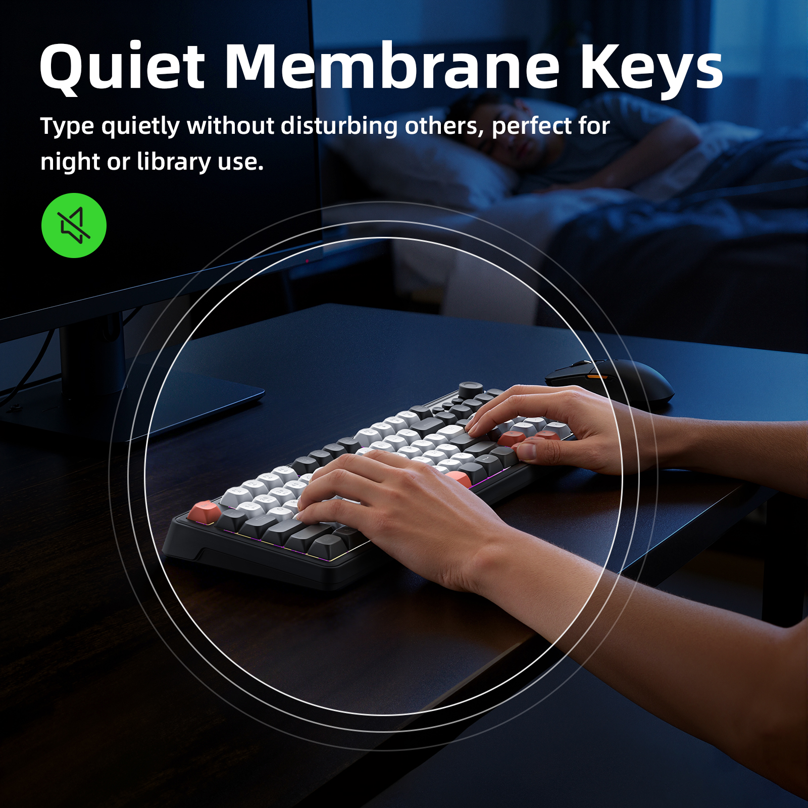 GOOJODOQ Keyboard Wireless Bluetooth Wired with Number Pad Silent ...