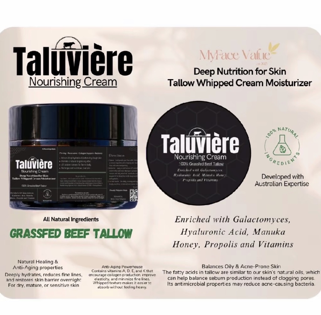 Taluvee Tallow Cream Deep Nutrition w/ Galactomyces and Manuka 100% ...