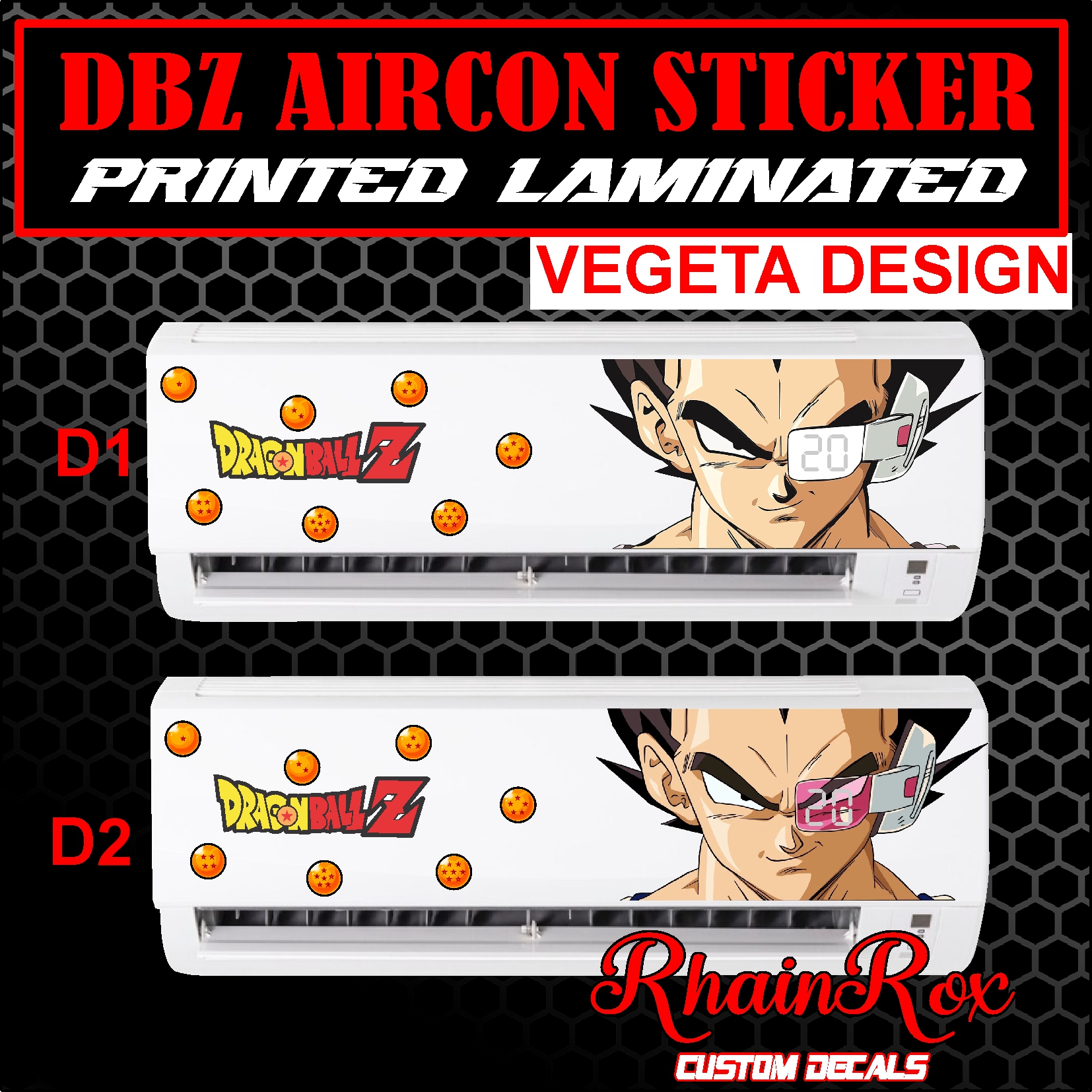 vegeta dbz aircon sticker placeable ball printed laminated high quality ...