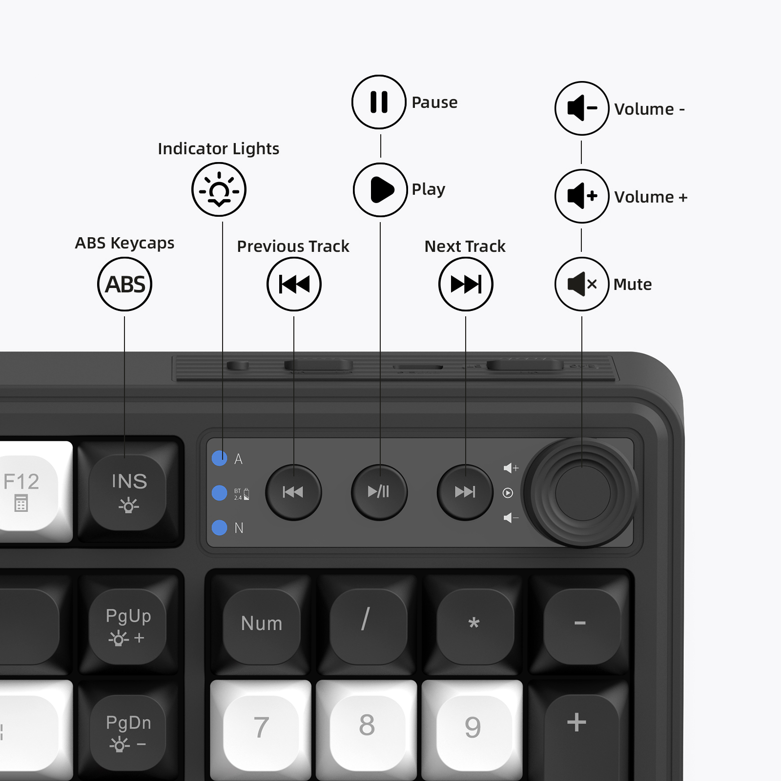 GOOJODOQ Keyboard Wireless Bluetooth Wired with Number Pad Silent ...