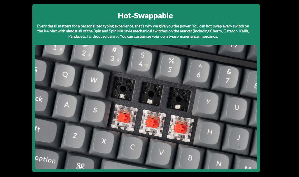 Keychron K4 Max QMK Fully Assembled Wireless Mechanical Keyboard (Super ...