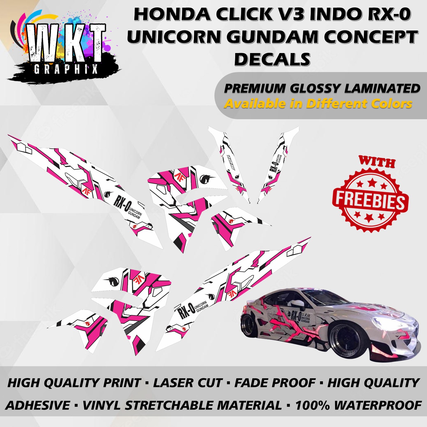 HONDA CLICK V3 INDO RX-0 UNICORN GUNDAM CONCEPT DECALS (WATERPROOF ...