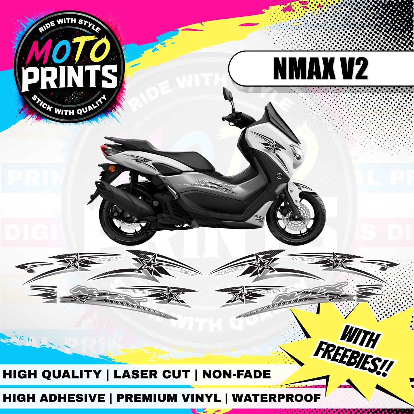 YAMAHA NMAX V2 NMX WARNA CAT BODY STRIPING TRANSPARENT DECALS ...