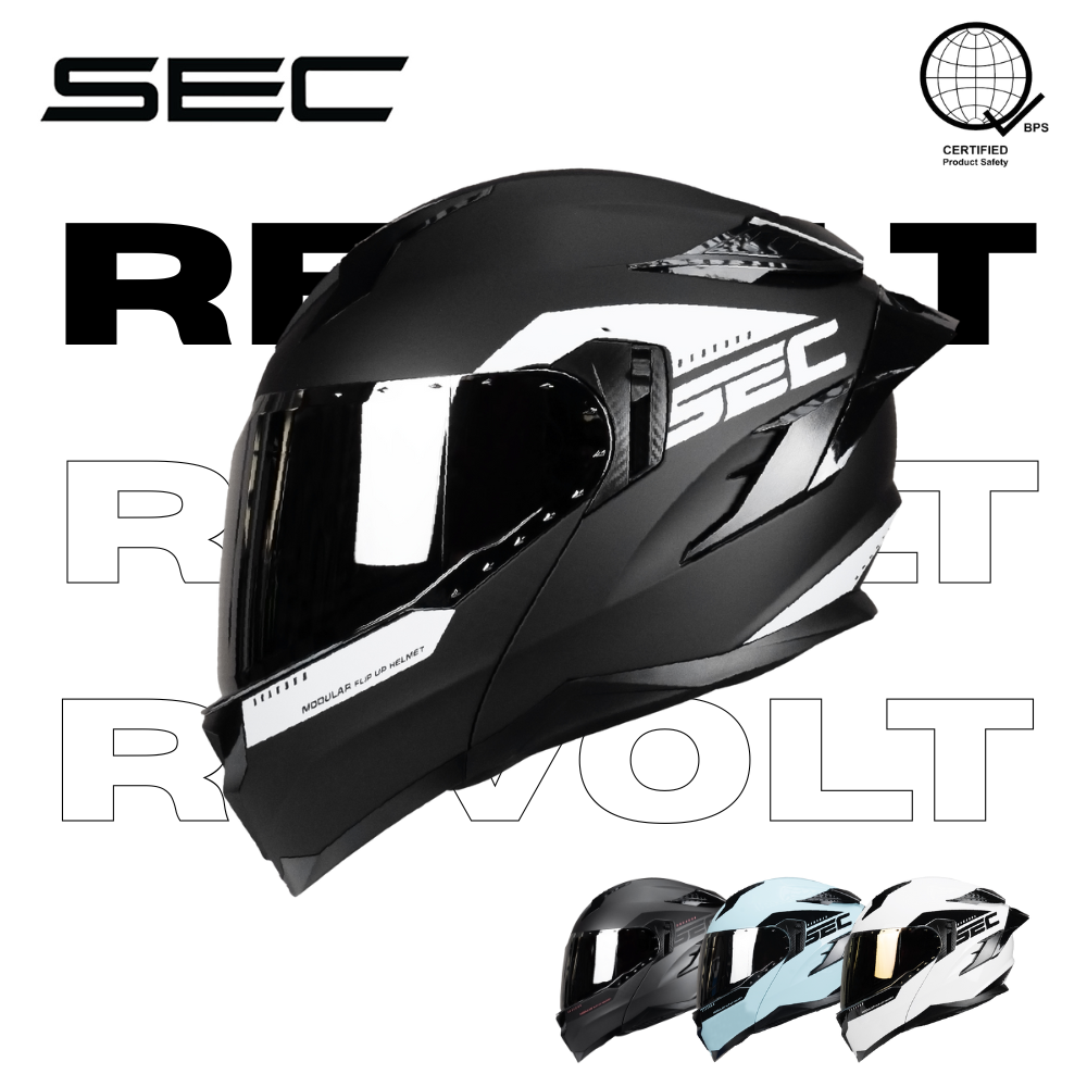 SEC Helmet for Motorcycle REVOLT - SIMPLE MODULAR Helmet Gloss/Matte (M ...
