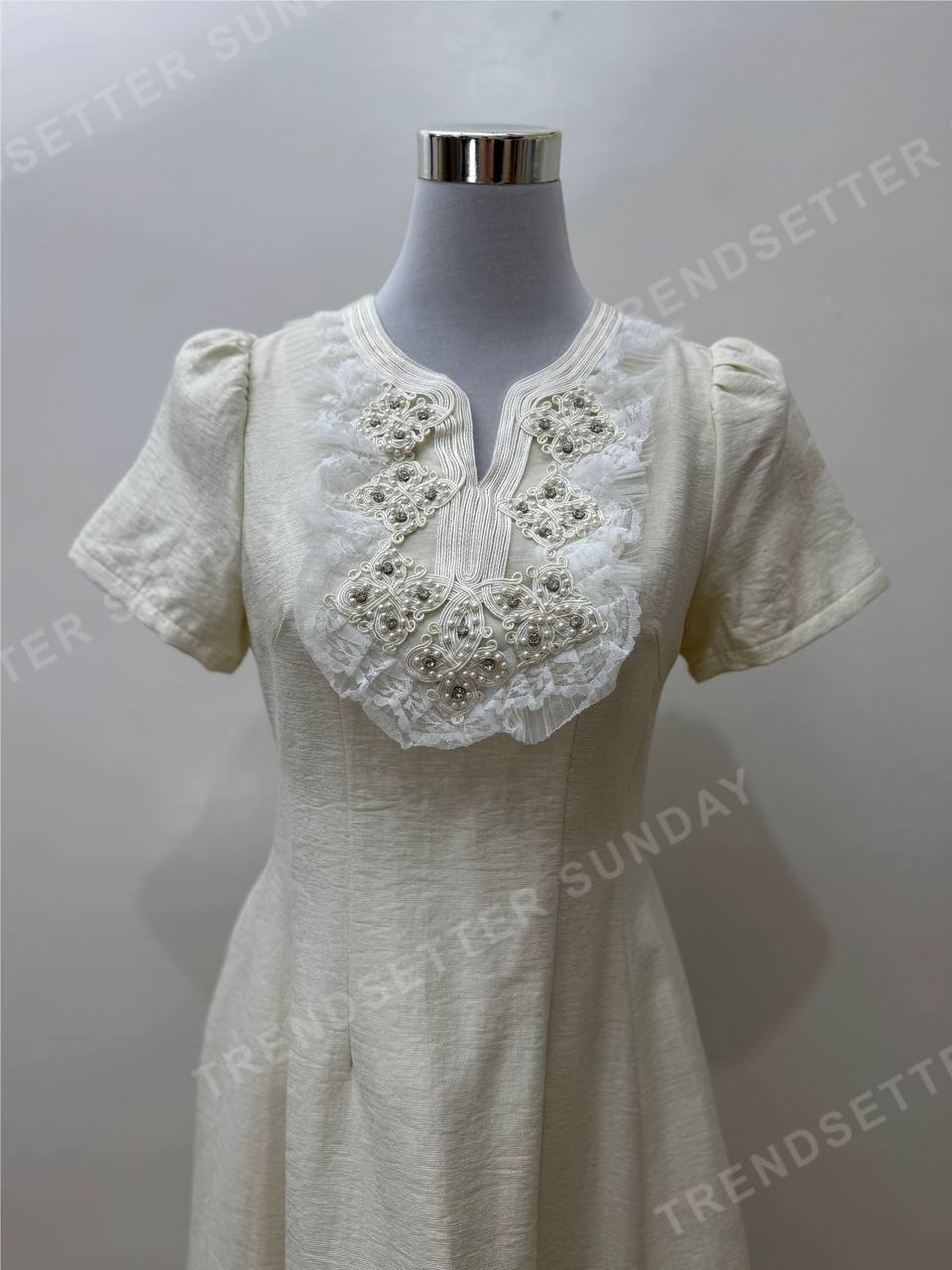 Off White Modern Filipiniana Dress for Graduation, Oath Taking, Church ...