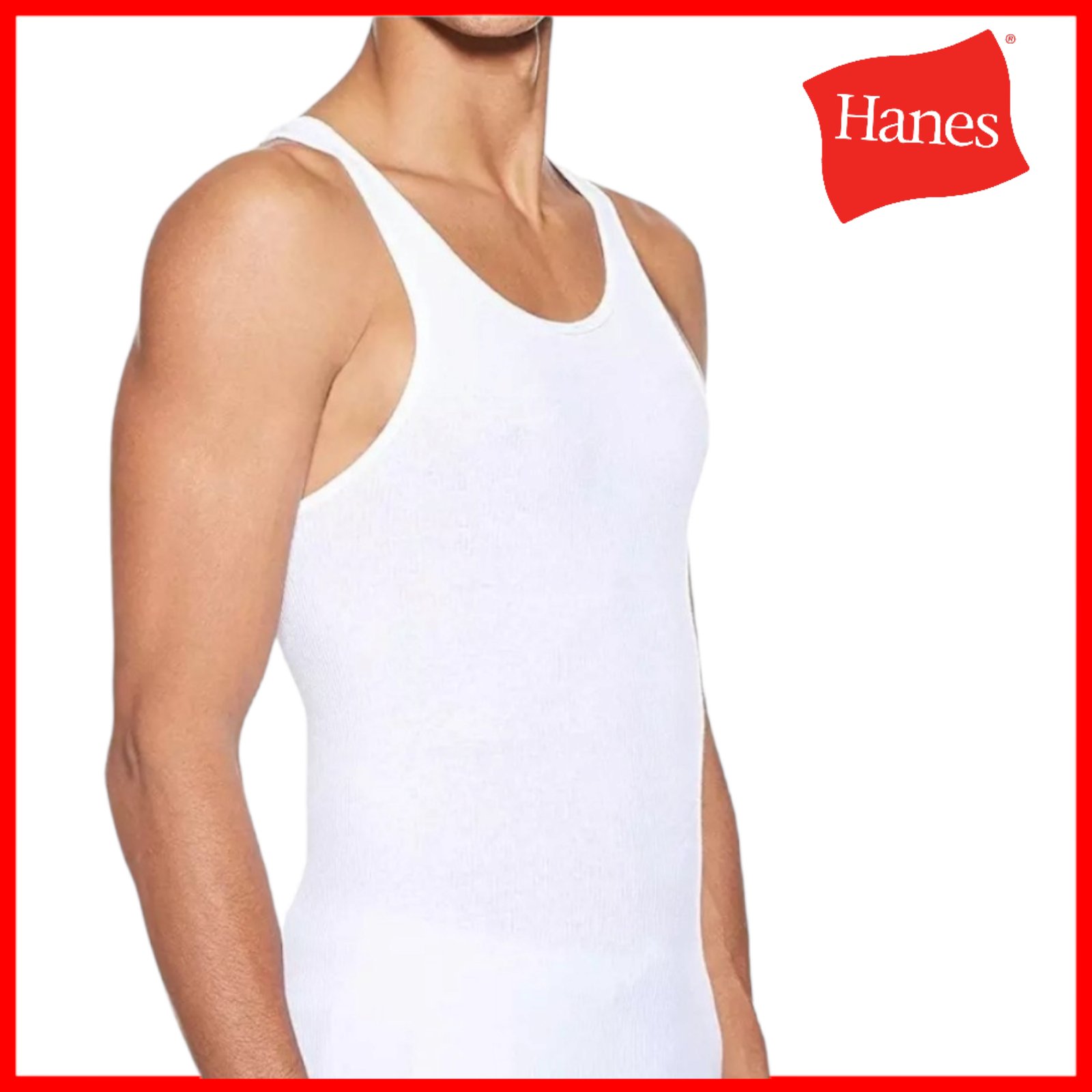 Hanes 3Pcs Men's White cotton sando in stretchable material for casual ...