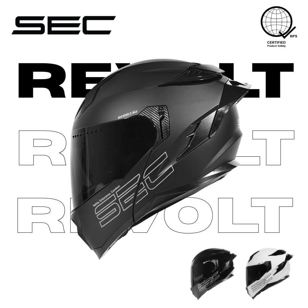 SEC Helmet for Motorcycle REVOLT - SIMPLE MODULAR Helmet Gloss/Matte (M ...