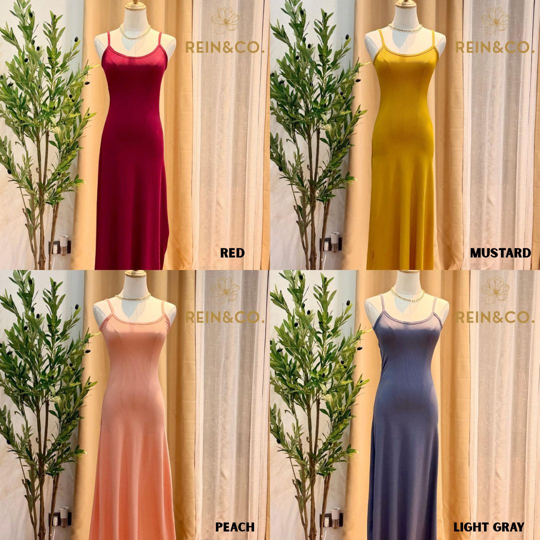 Rein and Co. Maroon Spaghetti Strap Slim Fit Maxi Dress Stretchable ...
