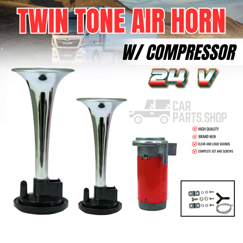 OAPC 24V HAOER HORN SUPER LOUD DUAL TRUMPET AIR HORN KIT WITH ...