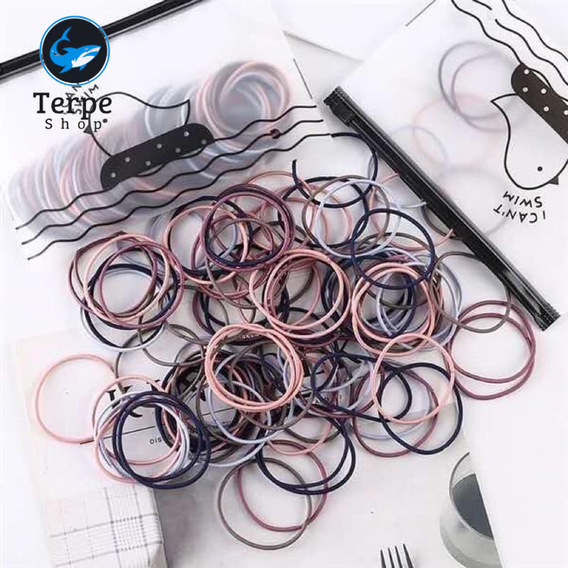 100pcs Random Color Rubber Band Pony Tail With Pouch Pony Tail Hair ...