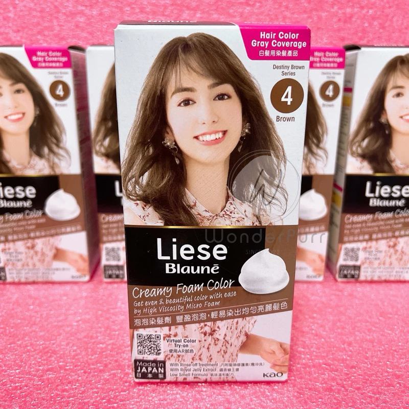 Liese Blaune Creamy Foam Hair Color (Shade 4 Brown)Gray Hair Coverage ...