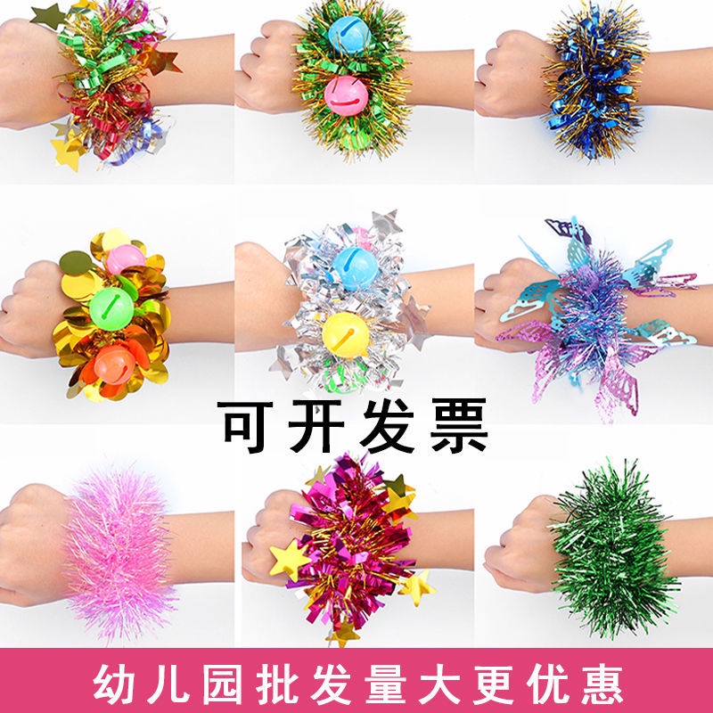 Wrist flowers dancing cheerleaders kindergarten children show hand prop ...
