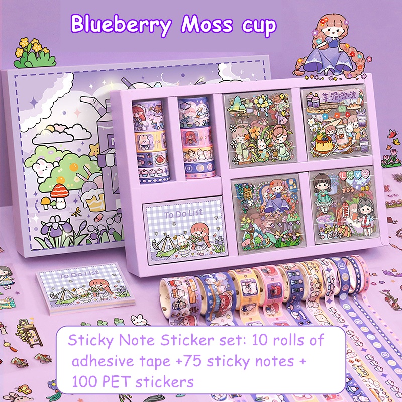 100 hand account stickers note gift box children's girl tape stickers ...