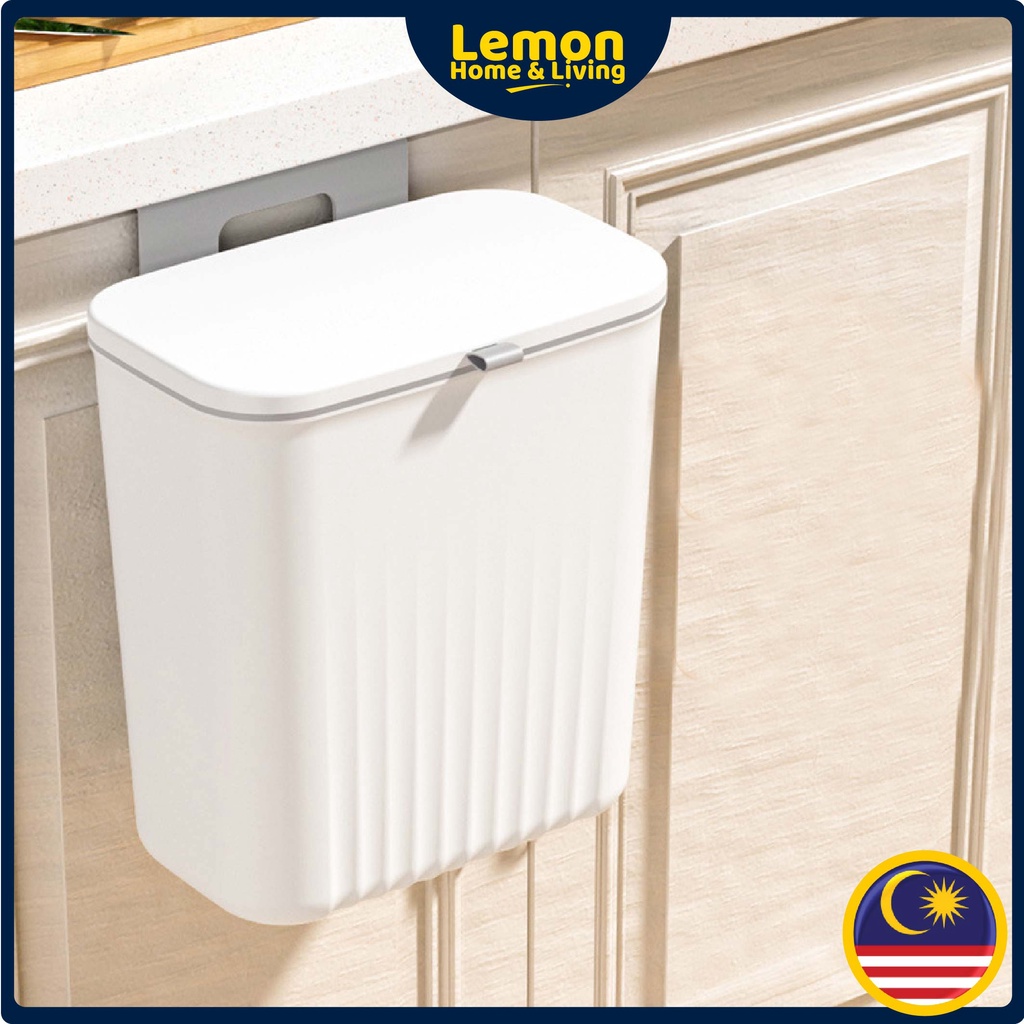 9L Wall Mounted Dustbin with Cover Bin Trash Dustbin with Cover Tong ...