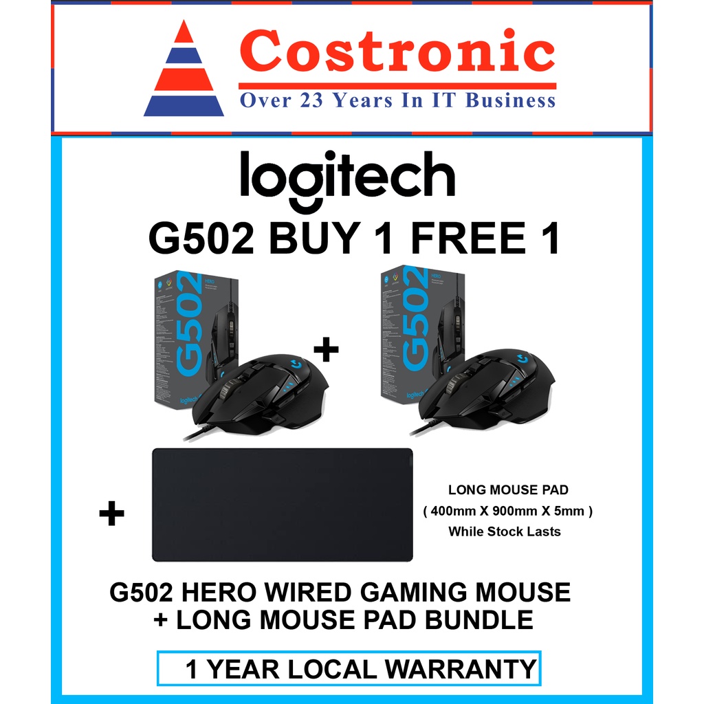 LOGITECH G502 HERO HIGH PERFORMANCE WIRED GAMING MOUSE BUY 1 FREE 1 ...