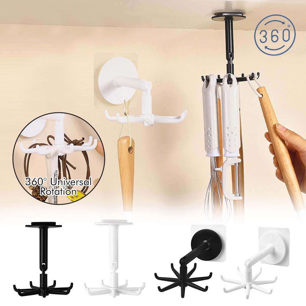 2 Color Under Shelf Rotating Folding Hook Holder Hang Kitchen Cabinet ...