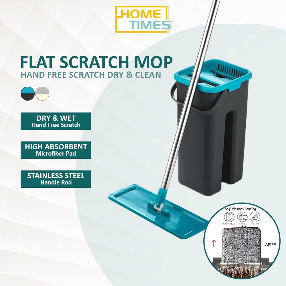 New Mop Self-Wash And Squeeze Dry Flat Mop With Bucket 2 Mop Pads 2 In ...