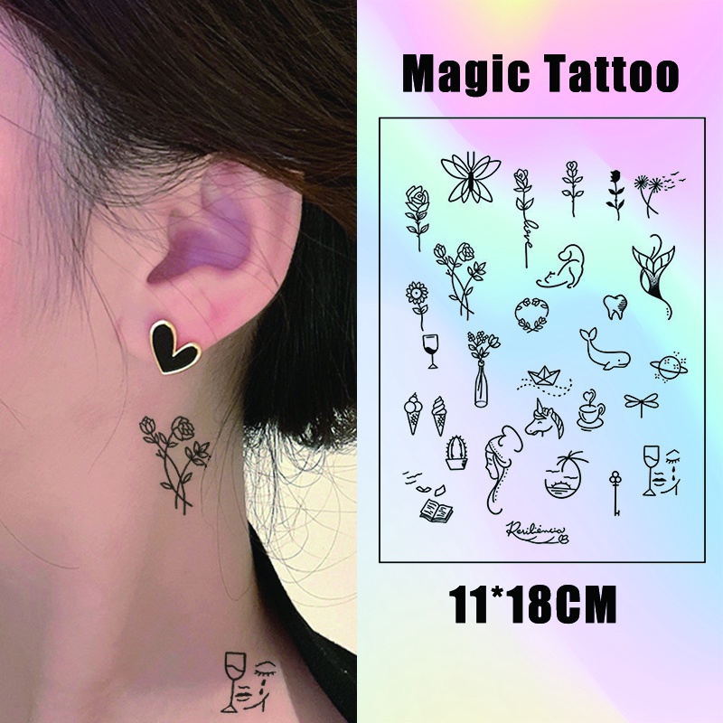【SUN】Tattoo Sticker Waterproof Long Lasting Cute Minimalist Tattoo Fake ...