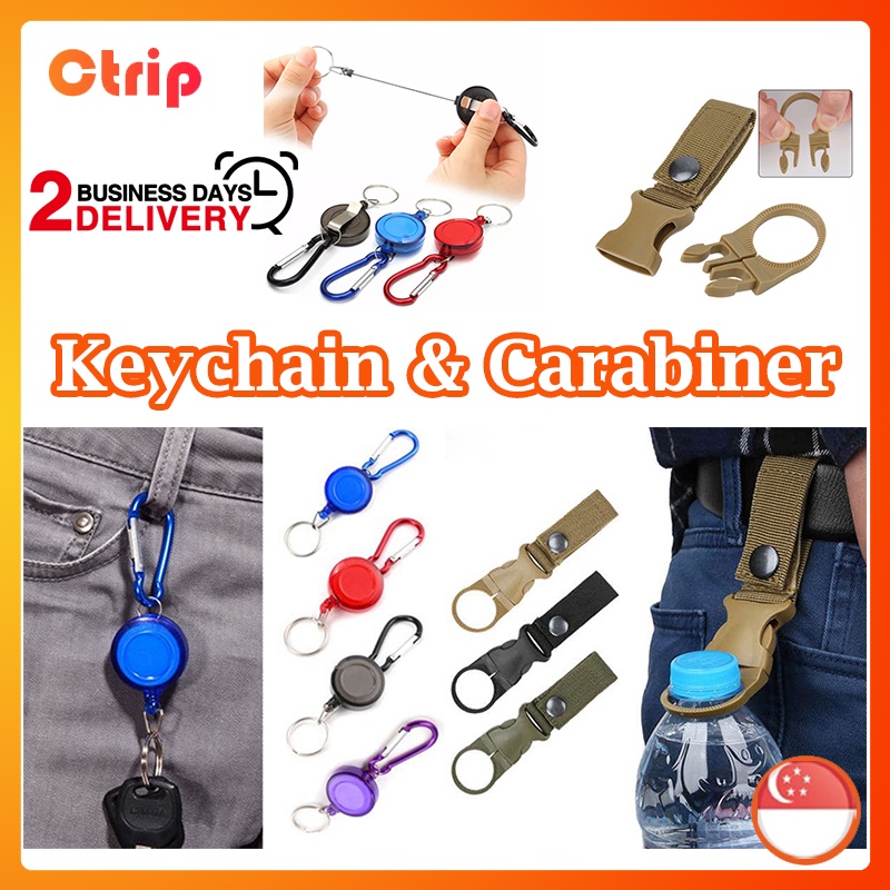 [SG Stock] Stainless Retractable Keychain Chain Keyring and Nylon ...