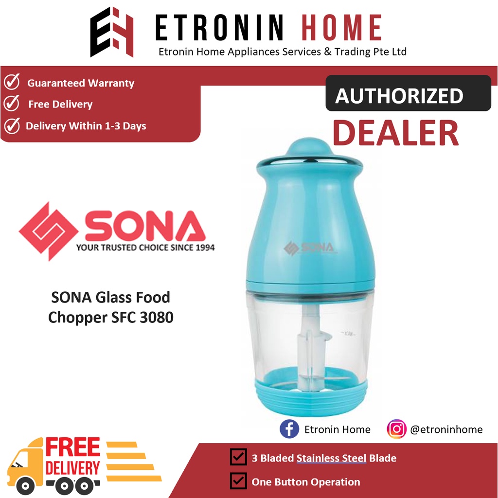 SONA Glass Food Chopper SFC 3080 | Shopee Singapore