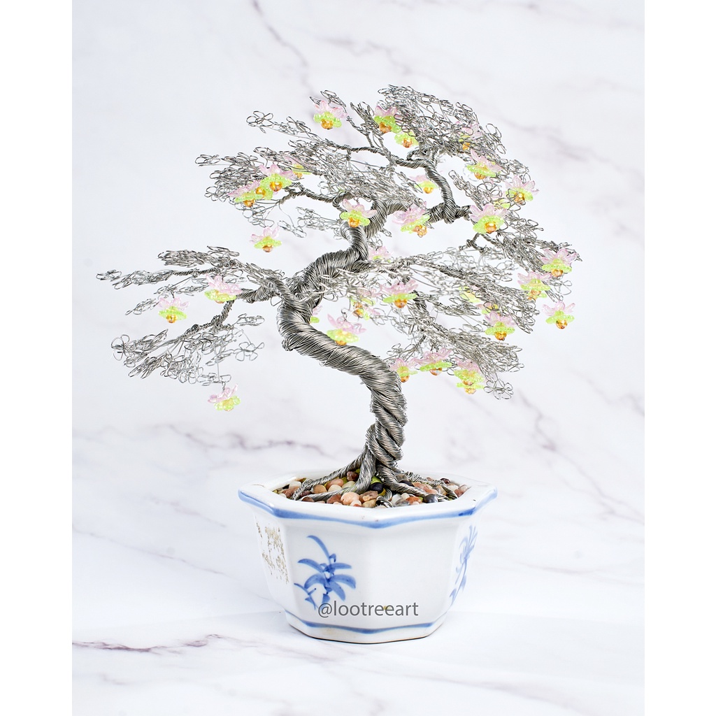 Bonsai Tree Wire Sculpture (Silver Bark with Fruits) | Shopee Singapore