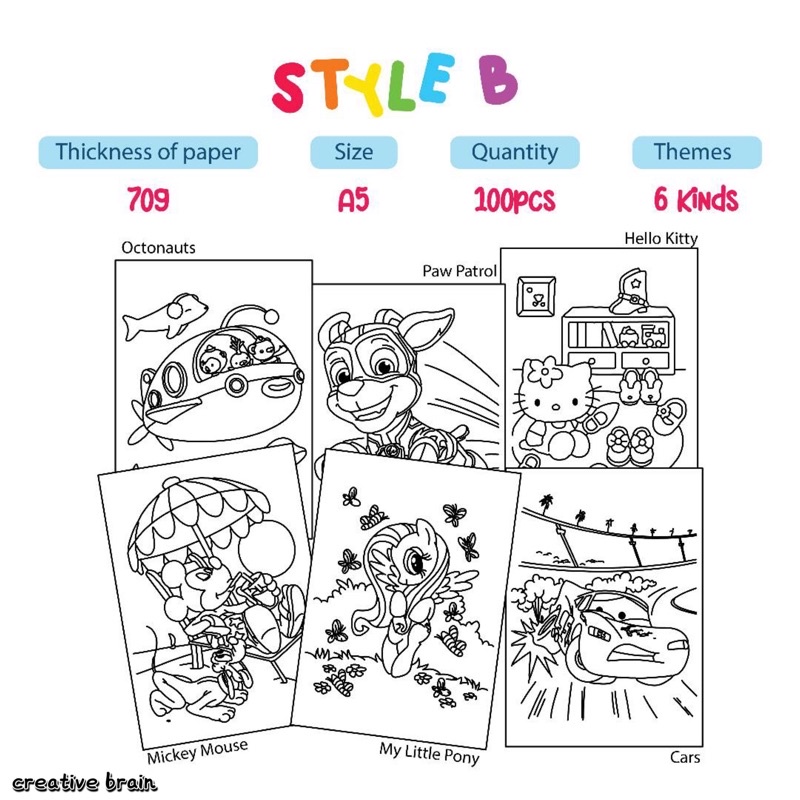 kids Colouring Paper kertas tebal 70g/100g 100/20 sheets (A5)Mewarna ...