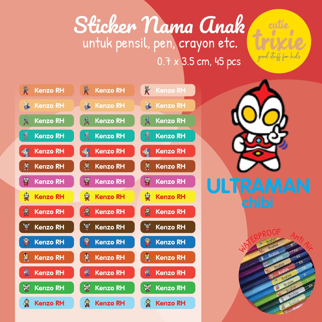Ultraman CHIBI Pencil Name Label Sticker | Shopee Singapore