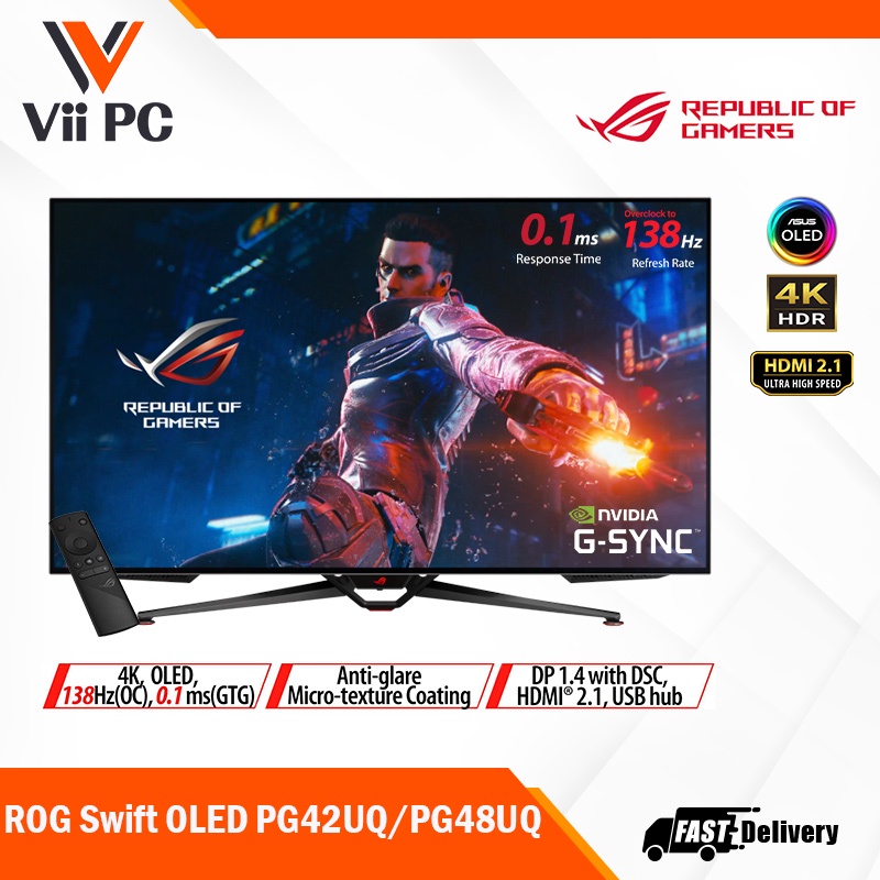 ASUS ROG Swift OLED PG42UQ / PG48UQ gaming monitor - 4K, OLED, 138Hz ...