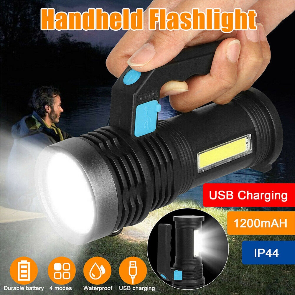 Up To 2KM Rechargeable Flashlight Handheld flashlight LED torch light ...