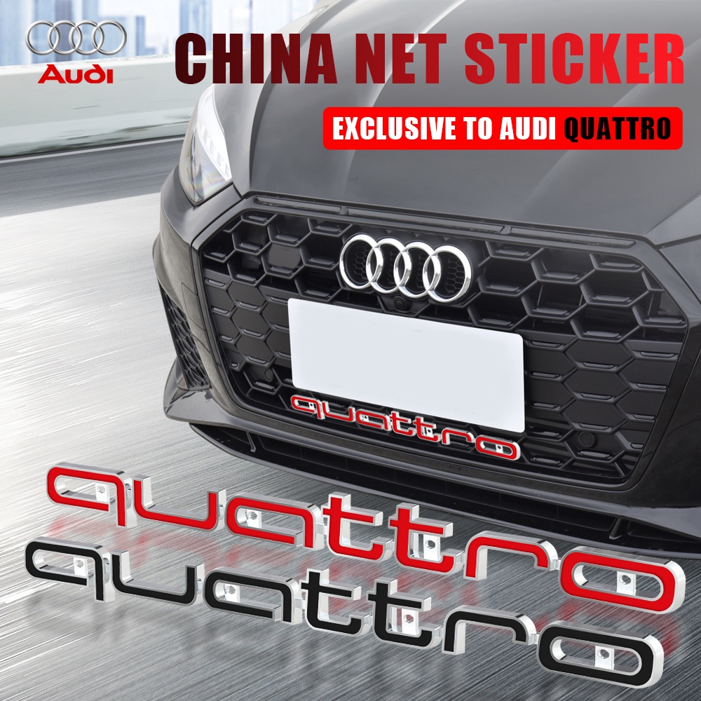 3D Stereo Audi Quattro Emblem ABS Material Car Front Grille Badge ...