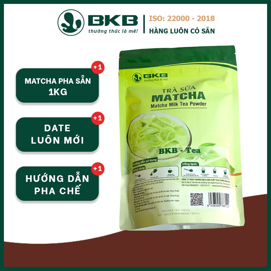 Pre-mixed matcha milk tea powder for preparing BKB 3-in-1 drinks, 1kg ...