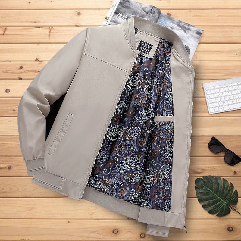 Man's plain office jacket zipper bomber jacket outdoor jacket ...