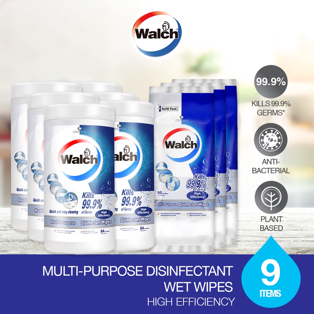 Walch® Multi-Purpose Disinfectant Wet Wipes 84pcs x 6 Rolls + Refill ...