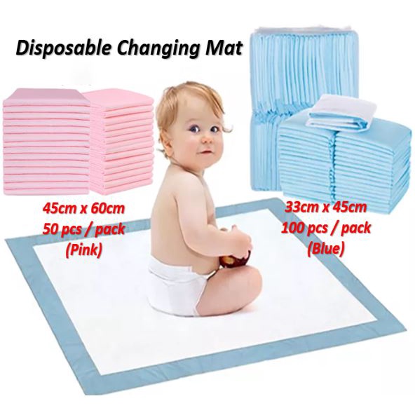 (100 Pcs / 50 Pcs) Baby Disposable Changing Mat Newborn Waterproof Pads ...