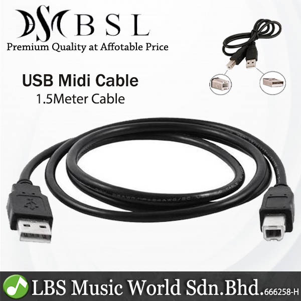 BSL USB 2.0 Midi Cable 1.5 Meter Type A to Type B High Speed for Audio ...
