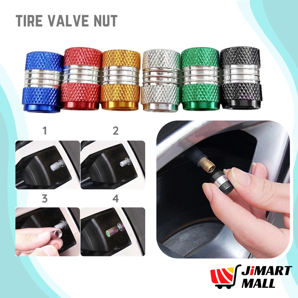 ALUMINIUM TIRE VALVE NUT Penutup Tiub Tayar Angin Tyre Wheel Rim Valve ...