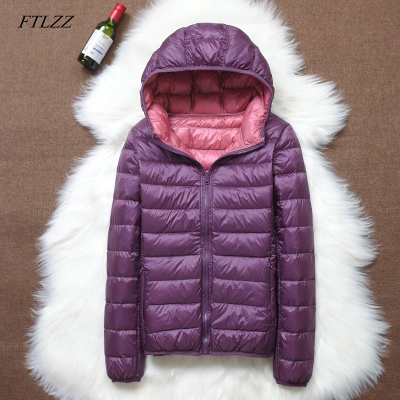New Women Ultra Jacket Light Down Casual Double Sided Reversible ...