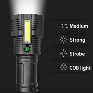 12 LED torch light rechargeable heavy duty Flashlight high power flash ...