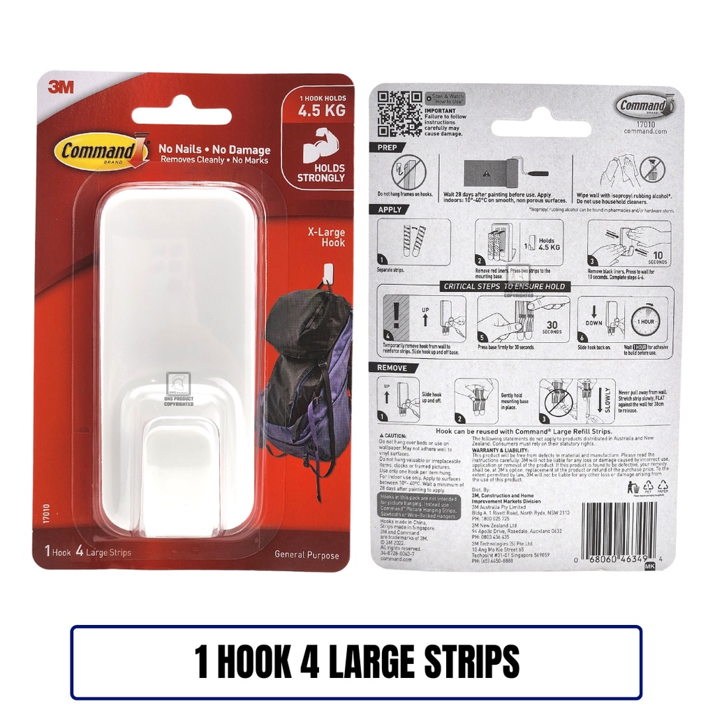 [Local Set] 3M Command General Purpose Hooks Ceiling Hooks Clothes Hook ...