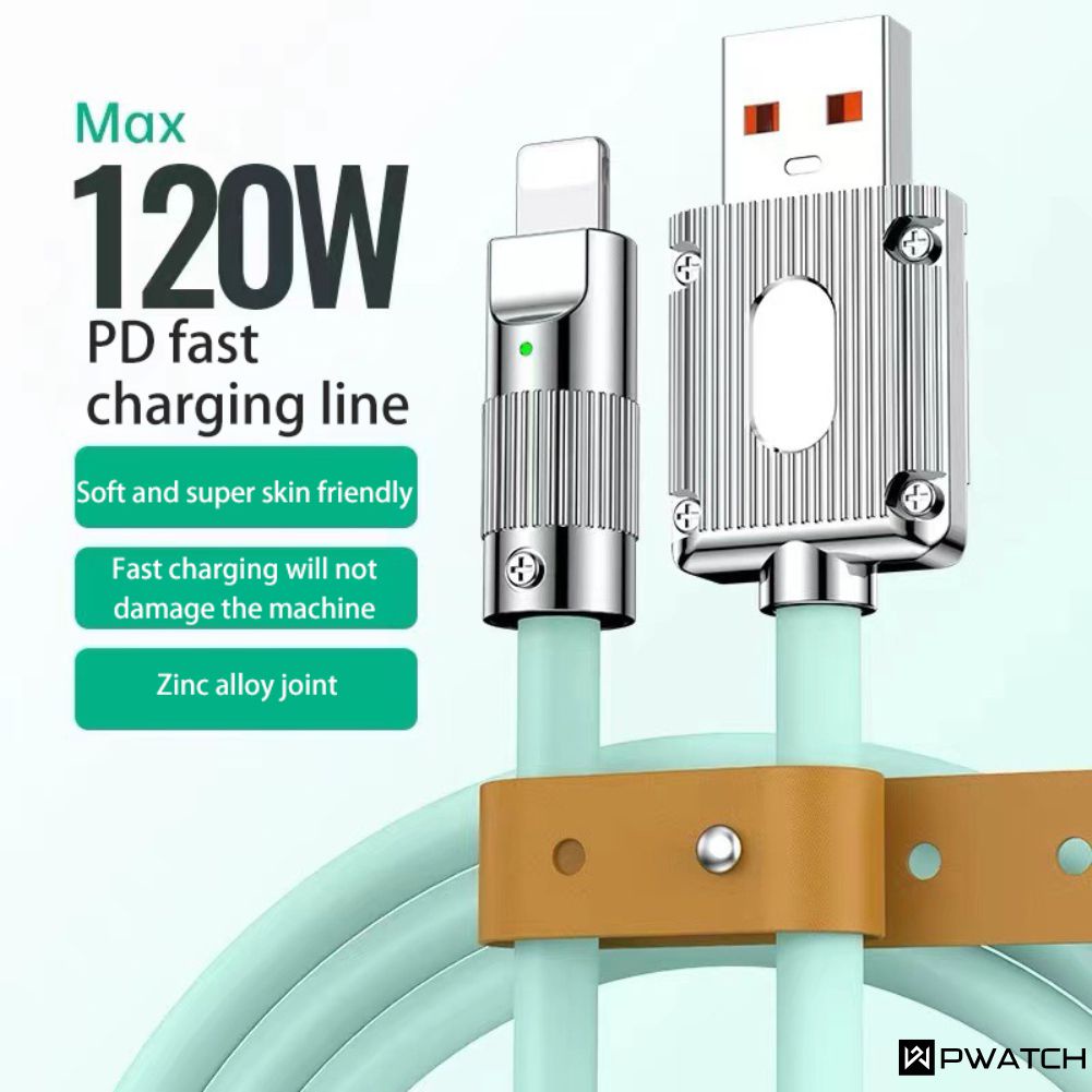 120w 6a Super Fast Charging Data Cable New Zinc Alloy Silica Gel Micro ...