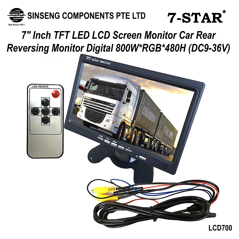 7-STAR* 7" Inch IPS Monitor with 2 BNC/AV/RCA for CCTV Car/Truck ...