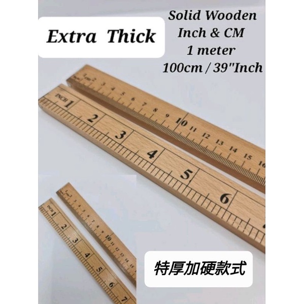 1m Ruler Solid Wood Ruler Wooden Ruler (1meter/ 39"Inch, 100cm ...