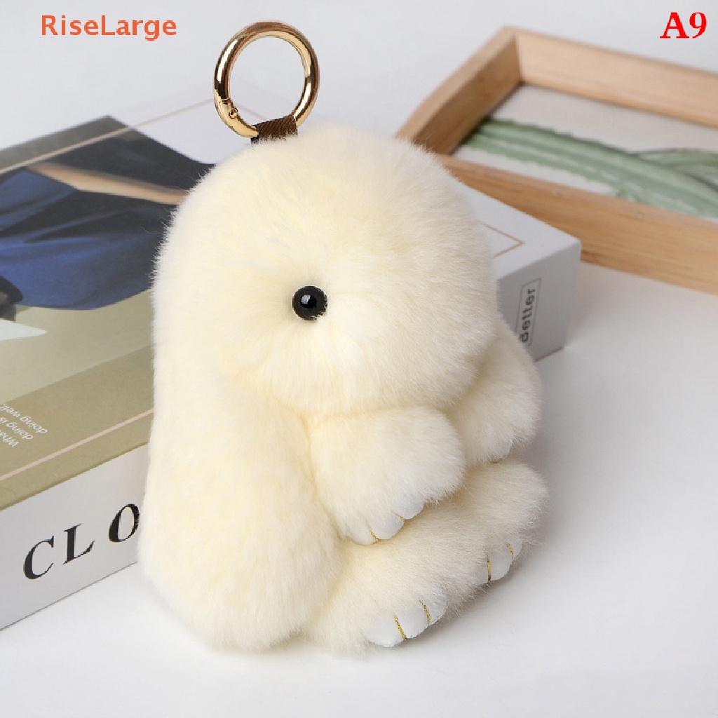 [RiseLarge] Rabbit Keychain Ring Fluffy Real Fur Pompon Bunny Trinket ...