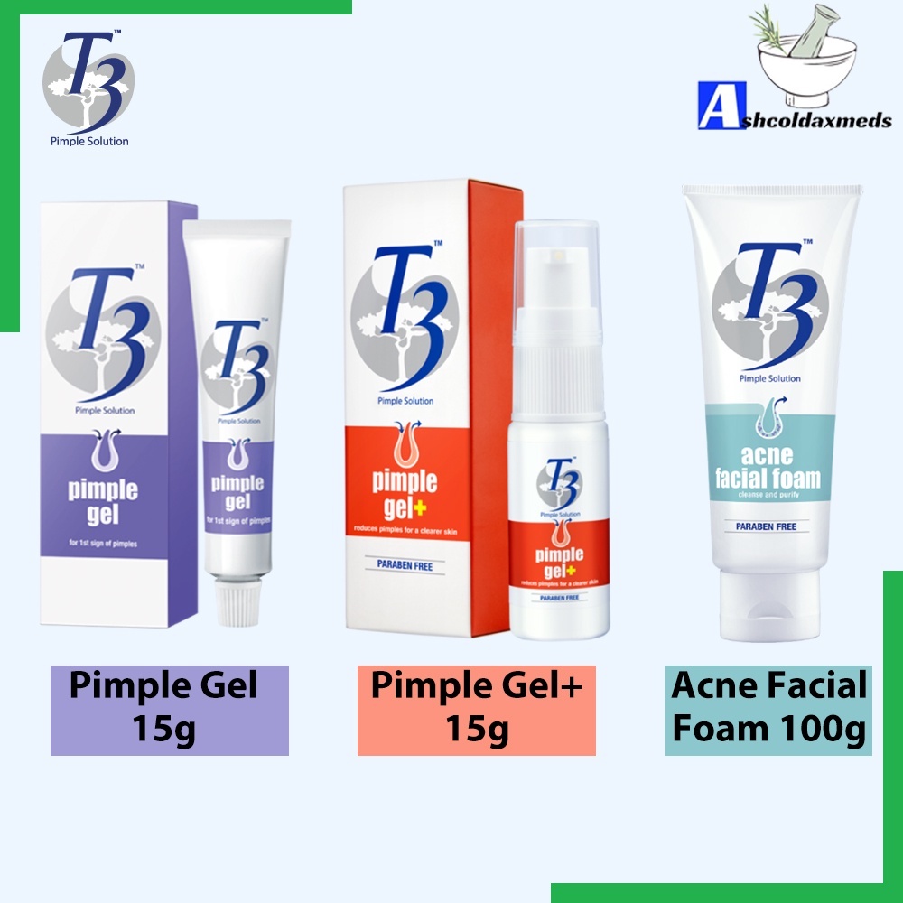 T3 Pimple Gel 15g / Pimple Gel+ 15g / Acne Facial Foam 100g | Shopee ...
