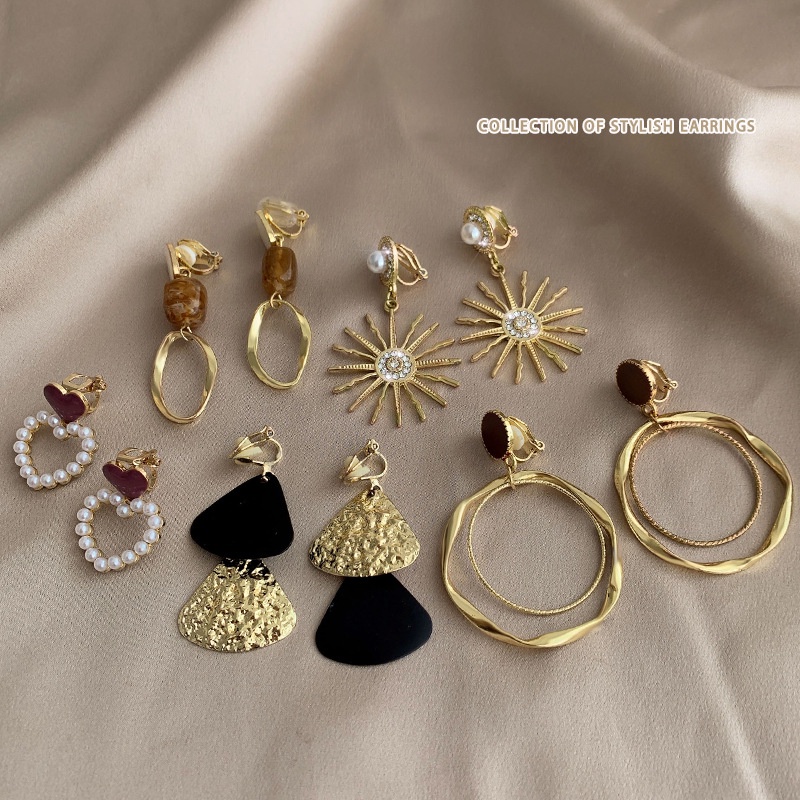 Luxury Black Non Pierced Earring Earrings Clip on Earring Cute Ear Cuff ...
