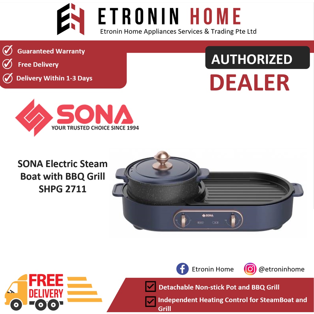 SONA Electric Steam Boat with BBQ Grill SHPG 2711 | Shopee Singapore