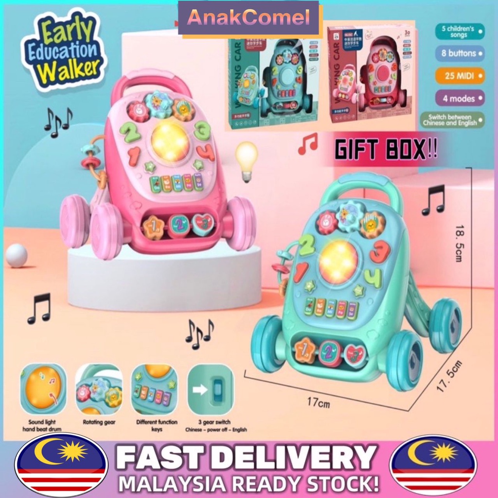 Mini Baby Walker Multifunction Stand-to-Sit Toddler4 Wheel Trolley Kids ...