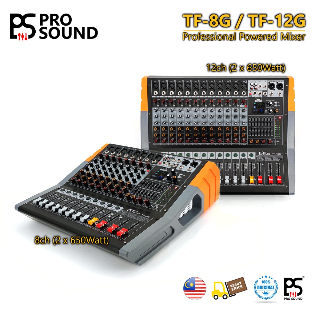 PS Pro Sound TF-8G TF-12G Powered Mixer 2x650Watt High Power Karaoke ...