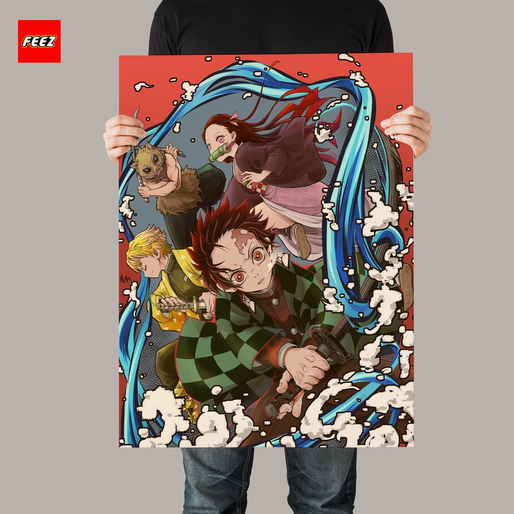 demon slayer nezuko zenitsu tanjiro Retro Vintage Poster Painting Wall ...